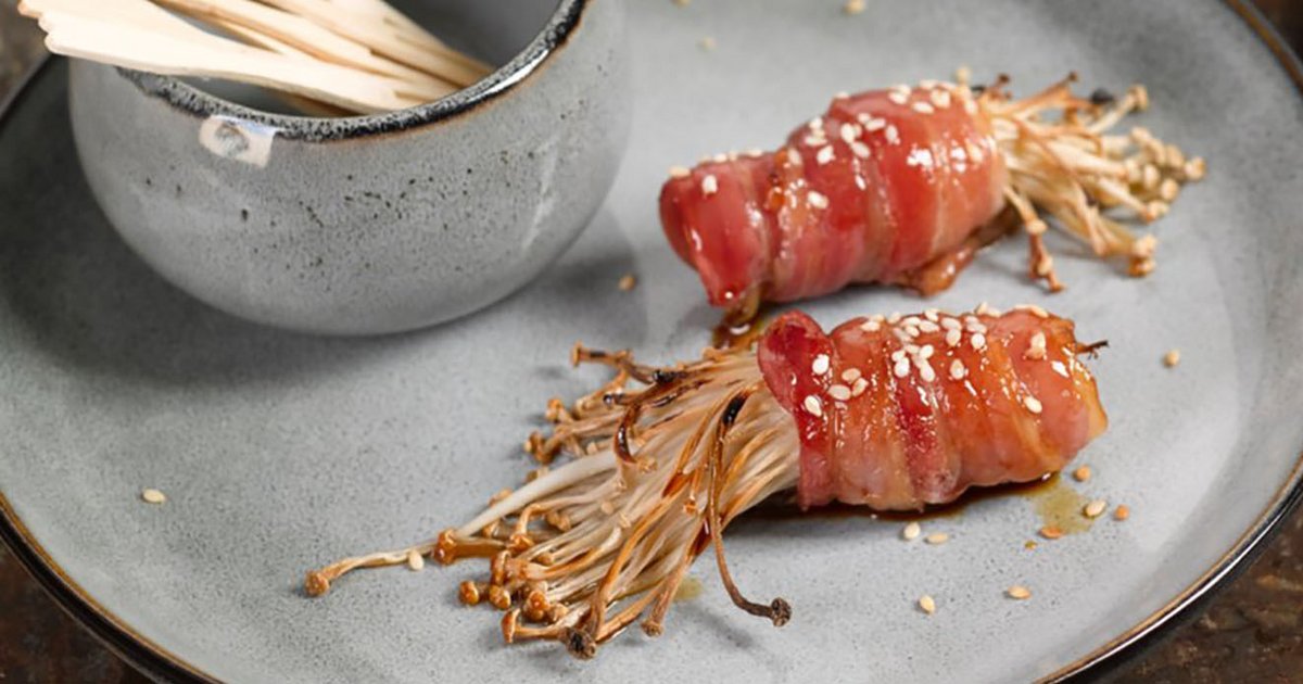 Wraps de Enoki e Bacon | Receita | Kikkoman